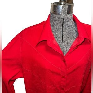 Alia | Tops | Vintage Alia Cherry Red Faux Suede Buttonup Long Sleeved ...